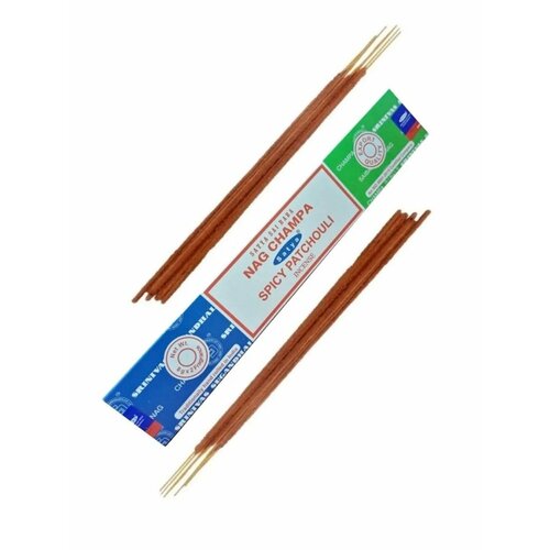 Satya COMBO NAG CHAMPA + SPICY PATCHOULI (Благовония комбо НАГ чампа + пряный пачули, Сатья), 16 г.