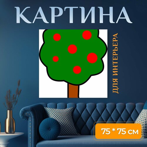 Картина на холсте "Яблоко, фрукты, икона" на подрамнике 75х75 см. для интерьера