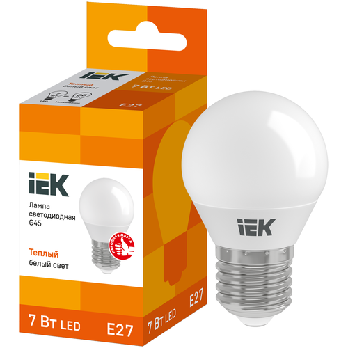 Упаковка светодиодных ламп 10 шт. IEK LLE-G45-7-230-30-E27, E27, 7 Вт, 3000 К