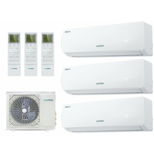 Мультисплит-система, комплект на 3 комнаты Ecoclima СM3-H22/4DR2, CMWM-H09/4R2-W*3 шт. (75м2) белый