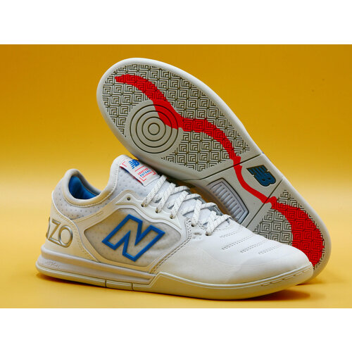 Бутсы New Balance Audazo V5+ Pro IN, размер 11,5 US, белый, голубой