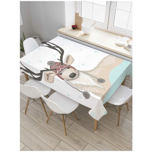 Скатерть прямоугольная JoyArty на кухонный стол "Шапка для оленя" из оксфорда, 120x145 см