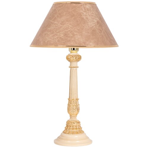 Настольная лампа Bogacho Колонна испанская бежевая со светло-коричневым абажуром