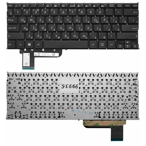 Клавиатура для ноутбука Asus X201, X202, S200 Series. Плоский Enter. Черная, без рамки. PN: 0KNB0-1122US00.