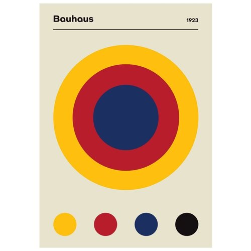 Плакат, постер на бумаге баухаус-классические цвета. Размер 30 х 42 см