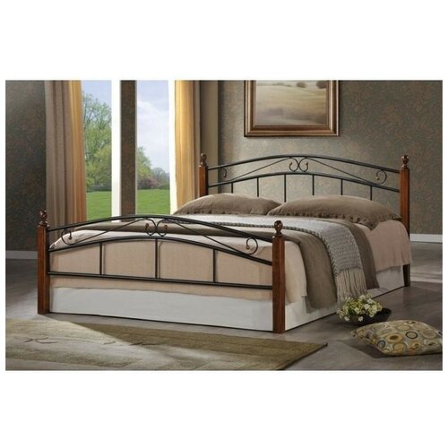 Кровать TetChair AT-8077 двуспальная, размер (ДхШ): 210х164.7 см, спальное место (ДхШ): 200х160 см, цвет: коричневый/черный