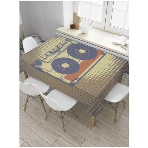 Скатерть прямоугольная JoyArty на кухонный стол "Ретро кассета" из оксфорда, 120x145 см