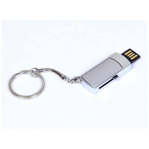 Металлическая выдвижная мини флешка для нанесения логотипа (64 Гб / GB USB 2.0 Серебро/Silver 401 Флеш накопитель apexto U907 слайдер)