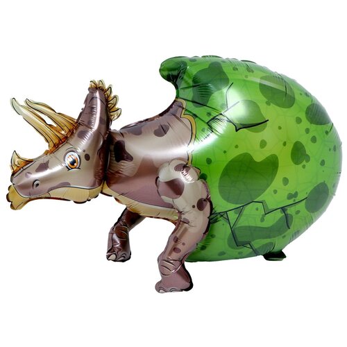 Воздушный шар Страна Карнавалия Трицератопс в скорлупе, зеленый/коричневый