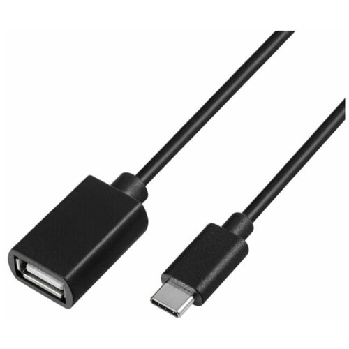 Адаптер переходник GSMIN A80 USB 2.0 - USB Type-C кабель OTG (15 см) (Черный)