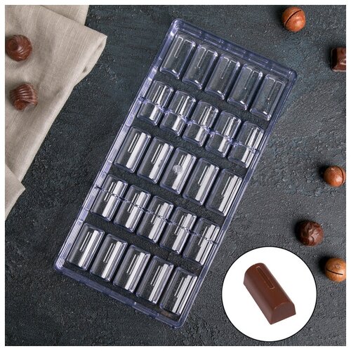 Форма для шоколада и конфет KONFINETTA «Батончик», 28×14×2,5 см, 25 ячеек, ячейка 1,8×3,9×1,5 см