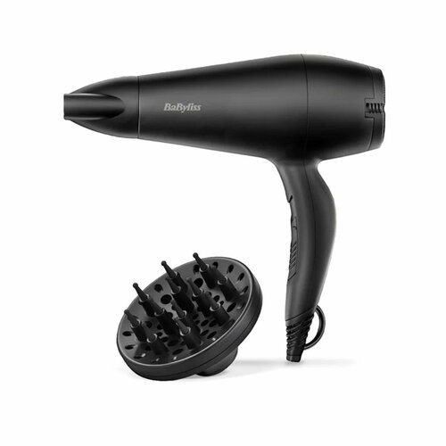 Фен для волос Babyliss D215DE, 2000 Вт, 2 скорости, холодный воздух, съёмная решётка, диффузор и концентратор, черный