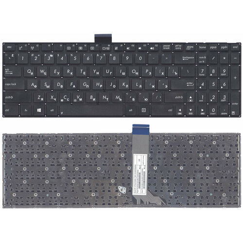 Клавиатура для Asus F502, русская, черная, плоский Enter, шлейф 11,5 см