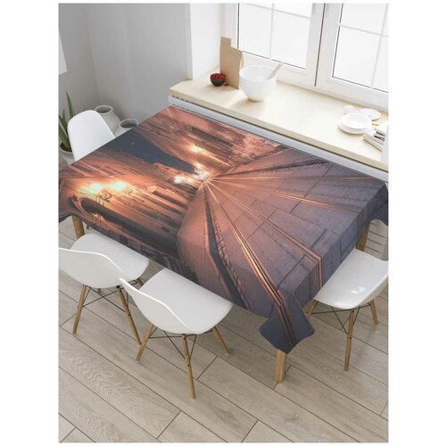 Скатерть прямоугольная JoyArty на кухонный стол "Ночной Львов" из оксфорда, 120x145 см