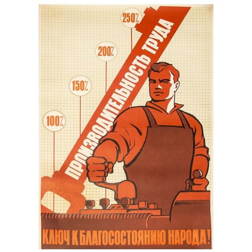 Постер / Плакат / Картина на холсте Советские постеры - Производительность труда 40x50 см в подарочном тубусе