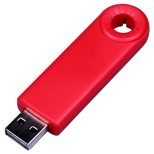 Классическая красная выдвижная пластиковая флешка с круглым отверстием (32 Гб / GB USB 3.0 Красный/Red 035R)