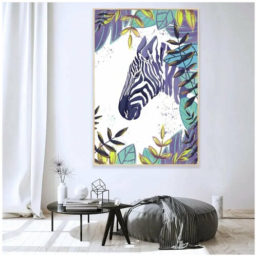 Картина интерьерная на холсте Art. home24 Сиреневая зебра, 50 x 70