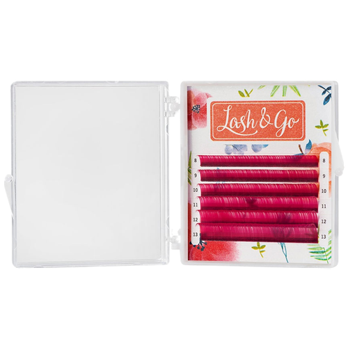 Ресницы Цветные Lash&Go (Лэш енд гоу) мини Розовый 6 линий C, 0,07, 7-12 mm