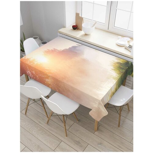 Скатерть прямоугольная JoyArty на кухонный стол "Туман на реке" из оксфорда, 120x145 см