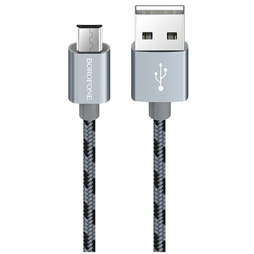 Дата-кабель USB универсальный MicroUSB BX24 Ring (серый)