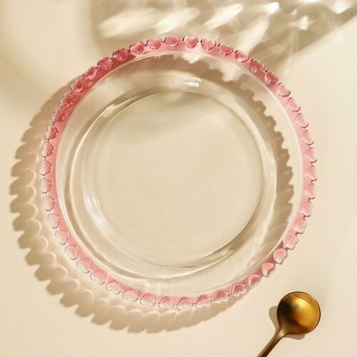 Тарелка стеклянная обеденная "Розе", 19,5х19,5х2 см