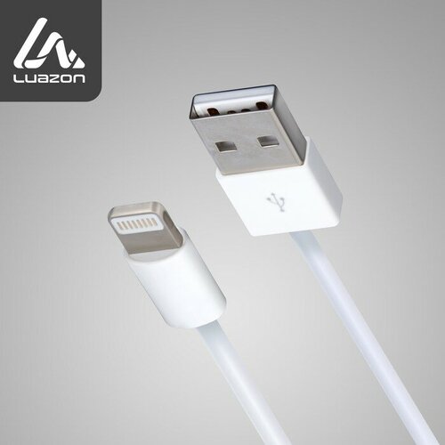 Кабель LuazON, Lightning - USB, 1 А, 0.9 м, белый