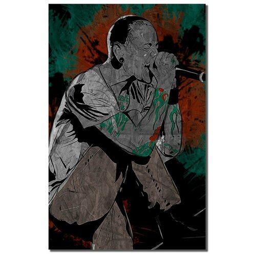 Картина интерьерная на рельефной доске, рисунок Музыка Linkin Park Линкин Парк Честер Беннингтон - 6384 В