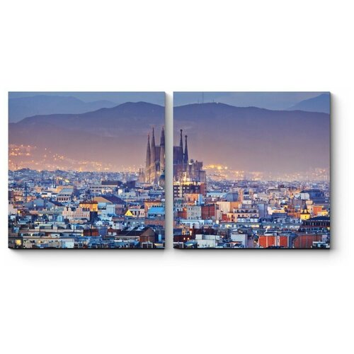 Модульная картина Величественная Барселона в сумерках40x20
