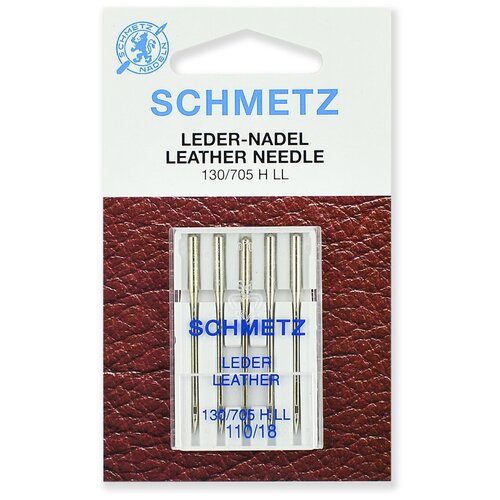 Игла/иглы Schmetz Leather 130/705 H LL 110/18, серебристый, 5 шт.