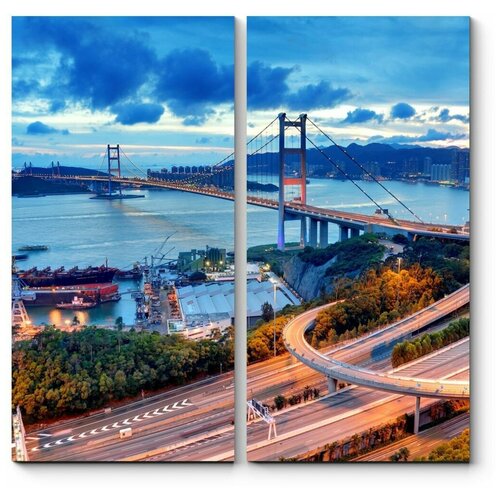 Модульная картина Великолепный вид на знаменитый мост Гонконга 70x70