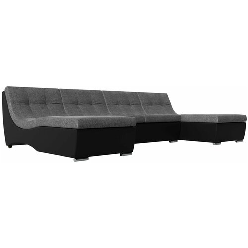 П-образный модульный диван Монреаль, серый; черный