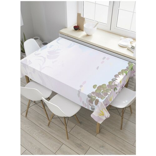Скатерть прямоугольная JoyArty на кухонный стол "Дорожка из лилий" из оксфорда, 180x145 см