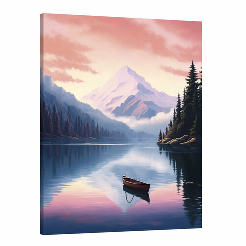 Интерьерная картина 50х70 "Лодка в реке"