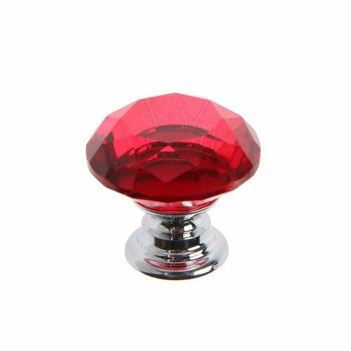 Ручка кнопка CAPPIO, цвет красный "Алмаз", стеклянная, d=25 мм (комплект из 17 шт)