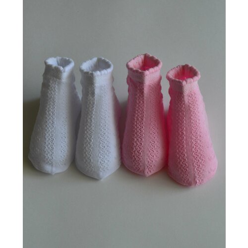 Носки РОЗА 2 пары, размер 6-12 месяцев, розовый, белый