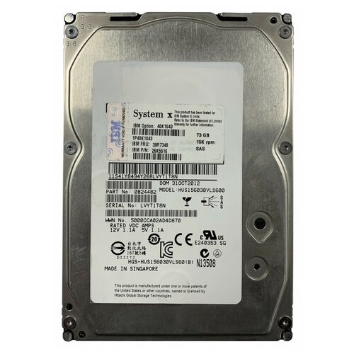 Жесткий диск 3,5" 73 Gb HITACHI HUS156030VLS600 SAS 15Krpm SAS 6G