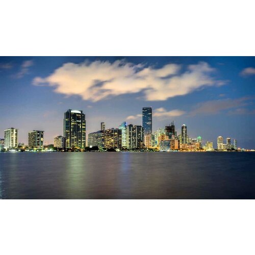 Картина на холсте 60x110 LinxOne "Майами Флорида огни florida" интерьерная для дома / на стену / на кухню / с подрамником