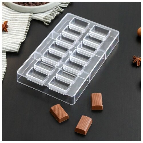 MARU Форма для шоколада и конфет «Шоколатье», 14 ячеек, 20×12×2,5 см, ячейка 3,3×2,1×1,5 см