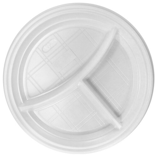 Комус Тарелки одноразовые пластиковые Эконом, 20.5 см, 100 шт., белый