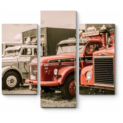 Модульная картина Красные грузовики 130x117