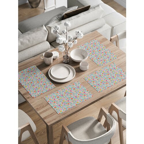Набор прямоугольных тканевых салфеток на стол для сервировки JoyArty "Настроение - весна" плейсмат, 30x46 см, 4шт.
