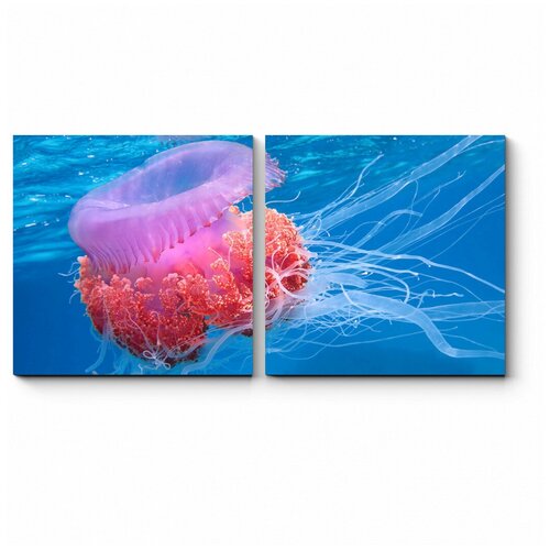 Модульная картина Розовая медуза под водой 120x60