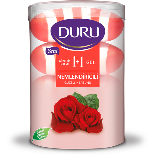 DURU Крем-мыло кусковое 1+1 Роза, 4 шт., 100 г