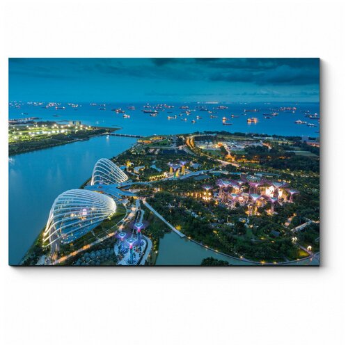 Модульная картина Неповторимый Сингапур ясной ночью 30x20