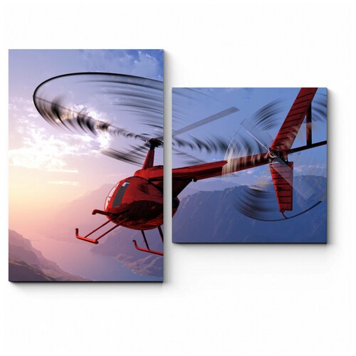 Модульная картина Красный вертолет 40x30