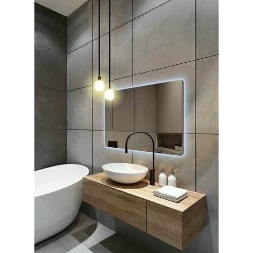 Зеркало для ванной Prisma 90*140 прямоугольное горизонтальное "парящее" с холодной LED-подсветкой