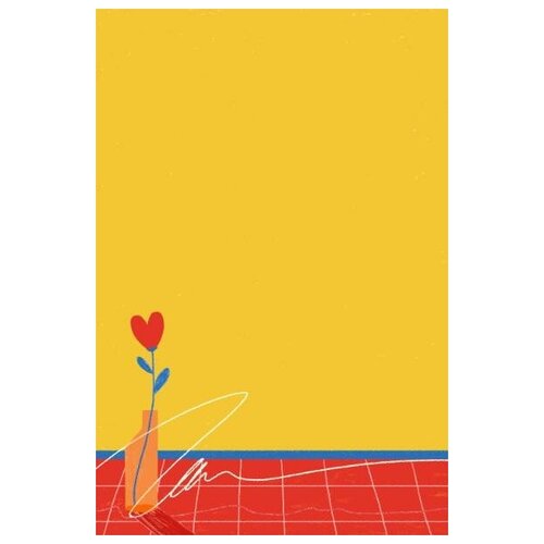Постер / Плакат / Картина Сердечный цветок 50х70 см в раме