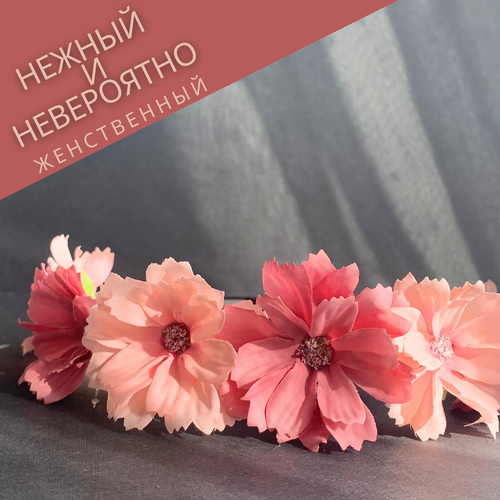 Ободок с цветами для волос - Розовая Незабудка