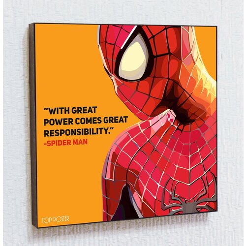 Картина постер Человек-паук в стиле ПОП-АРТ в рамке с креплением / Marvel DC / Spider Man / Top Poster
