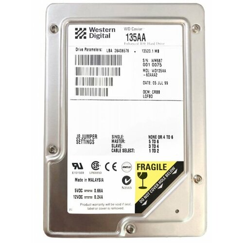Жесткий диск Western Digital WD135AA 13Gb 5400 IDE 3.5" HDD